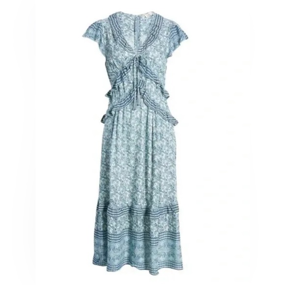 Faherty | Dresses | Faherty Blue Ruffle Dress | Poshmark